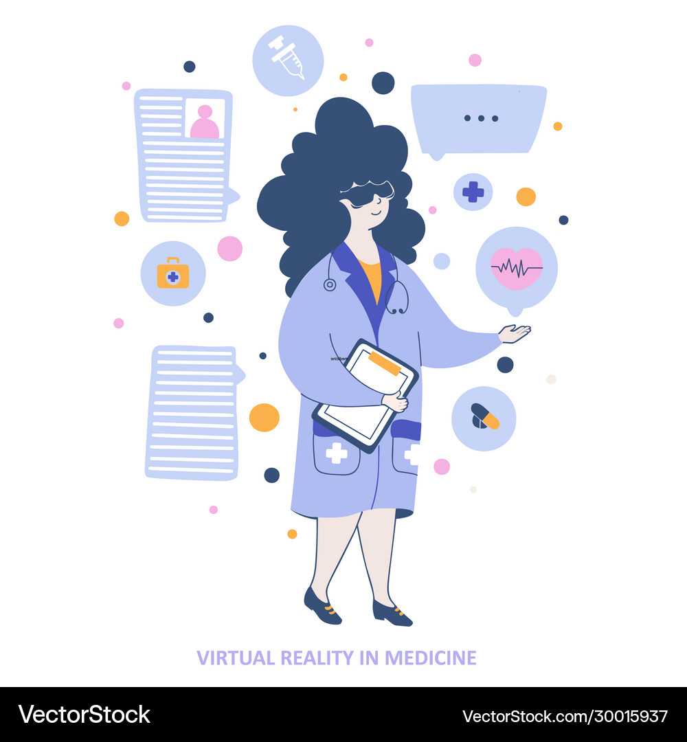 Virtual reality medical services landing page Vector Image