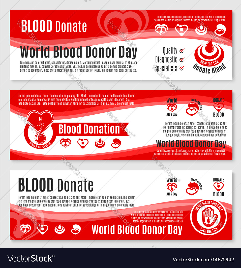 Banners For Blood Donation Donor Day Royalty Free Vector
