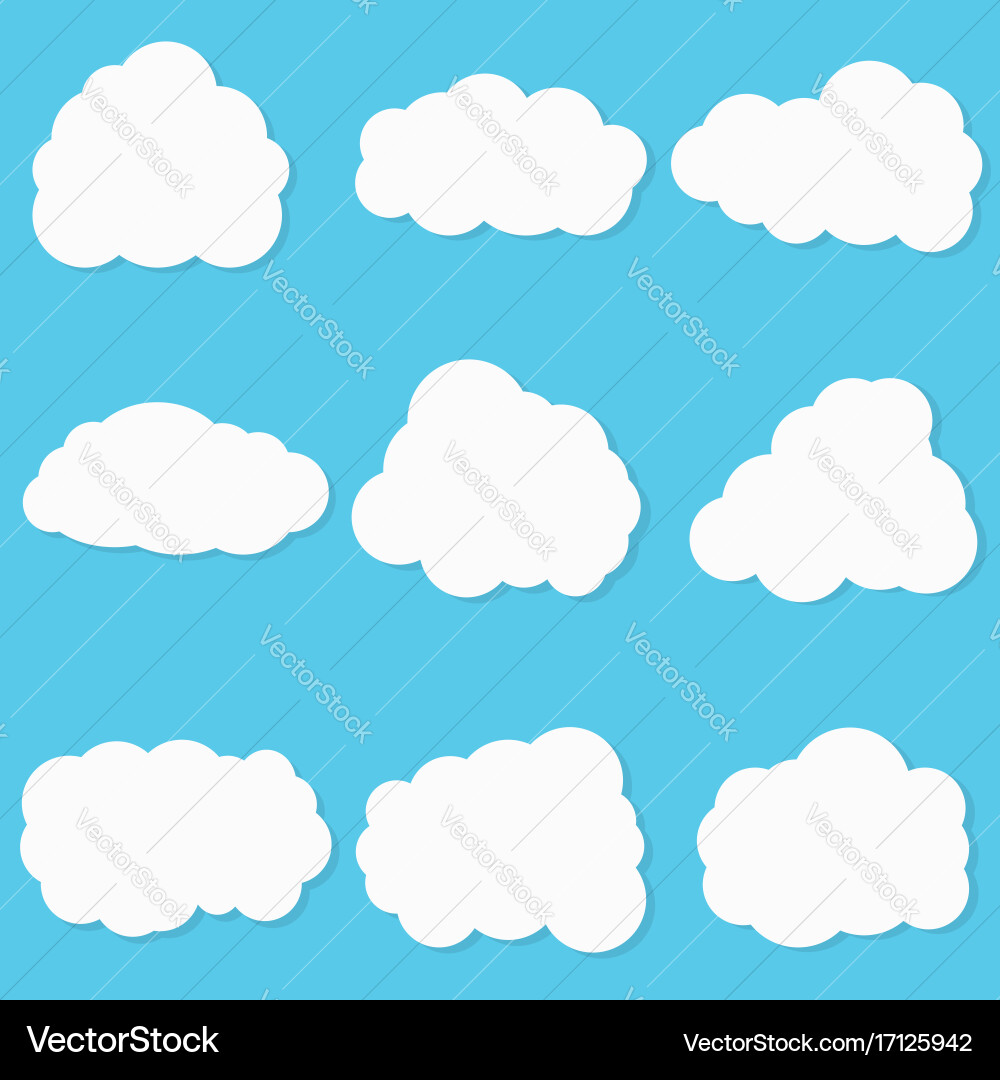 Clouds set on blue background Royalty Free Vector Image