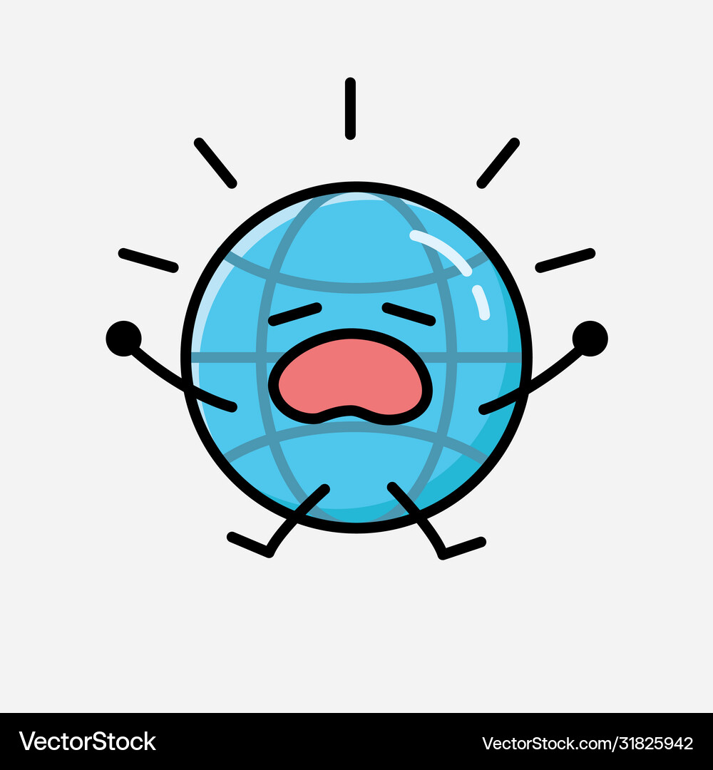 Cute earth globe icon mascot character in flat Vector Image