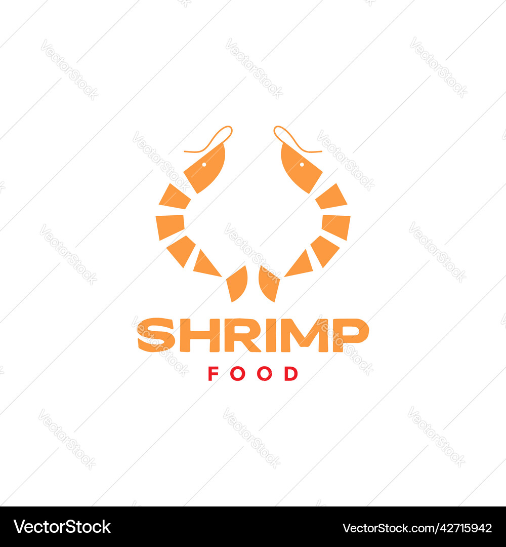Flat minimal seafood shrimp logo design graphic Vector Image