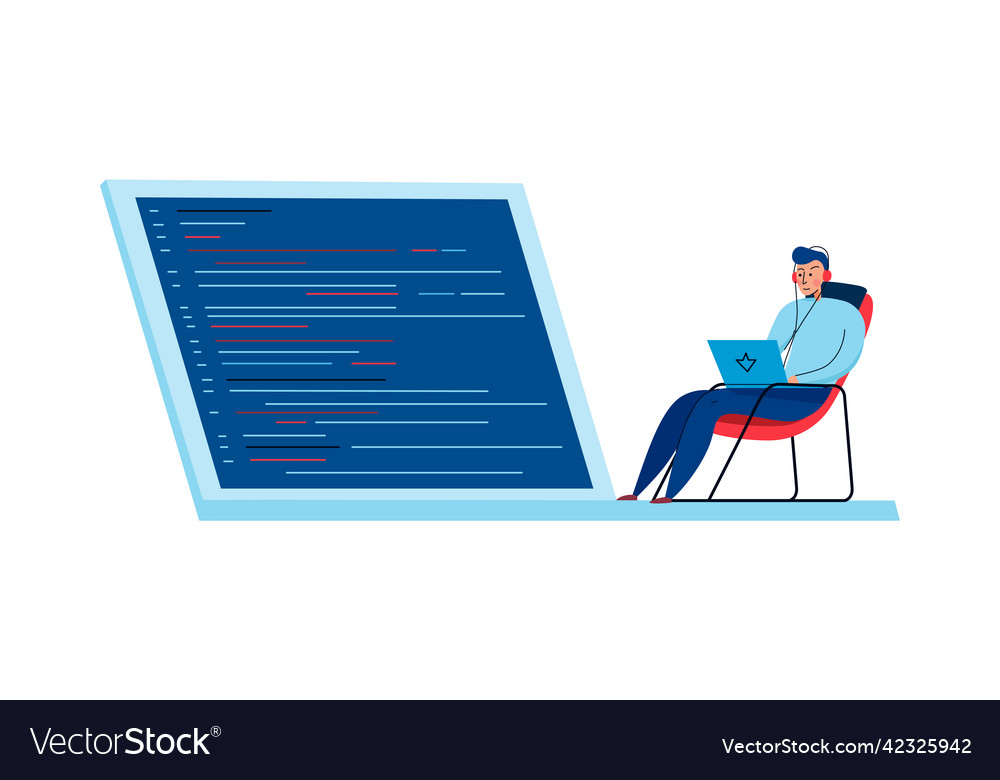 Freelance programmer laptop composition Royalty Free Vector
