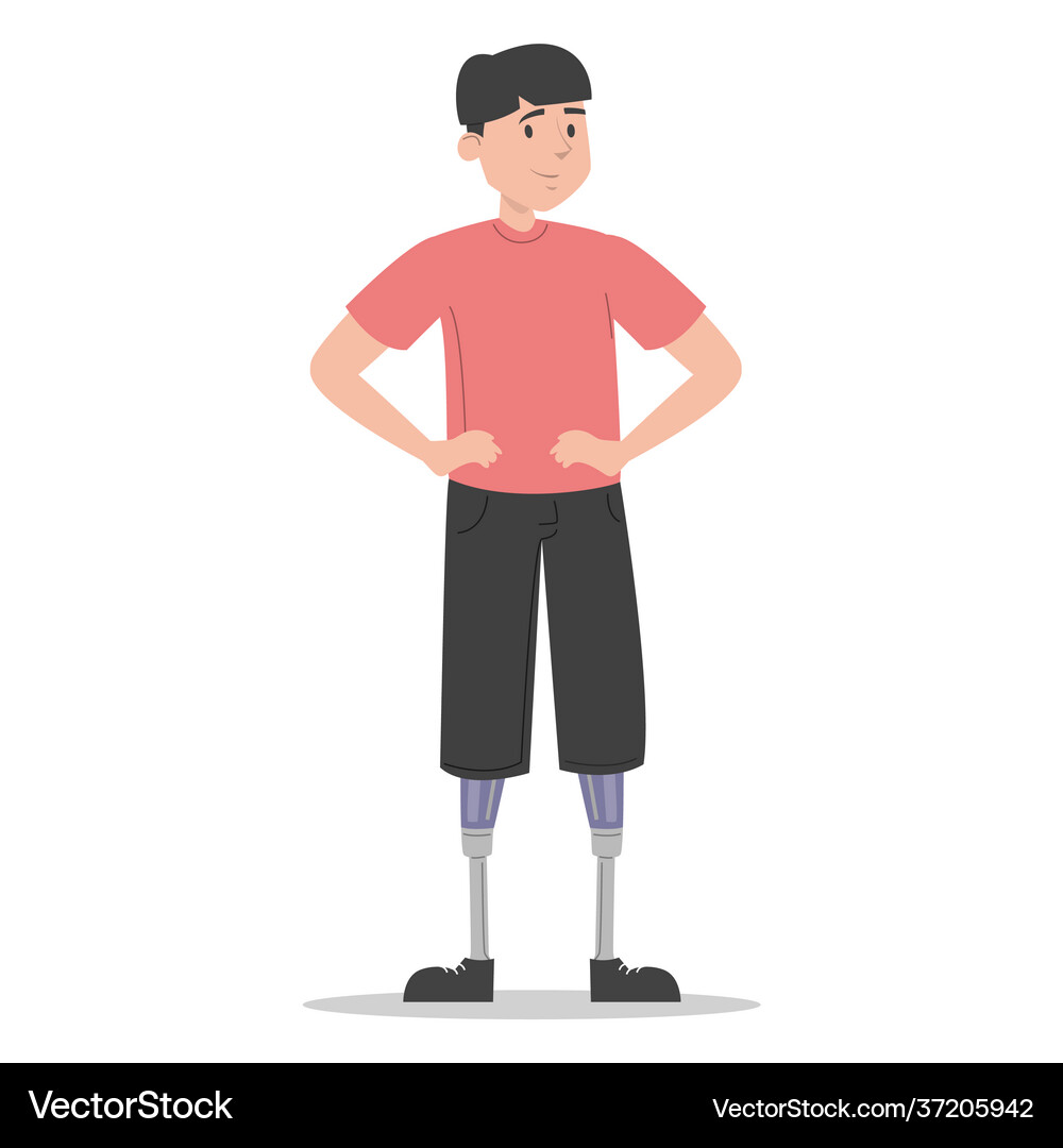 Happy young man with prosthetic legs Royalty Free Vector
