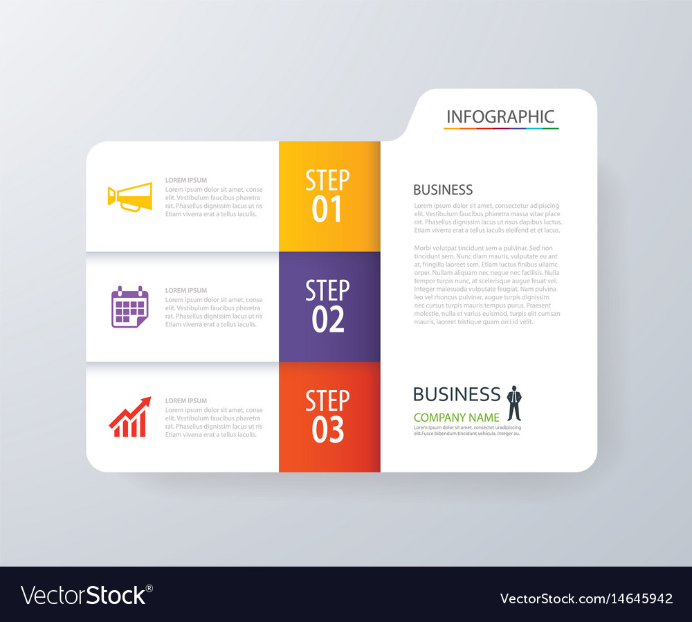 Infographic vertical 3 tab index design Royalty Free Vector