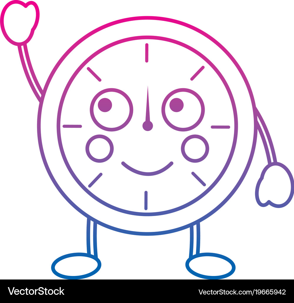 Kawaii round clock time cartoon character Vector Image