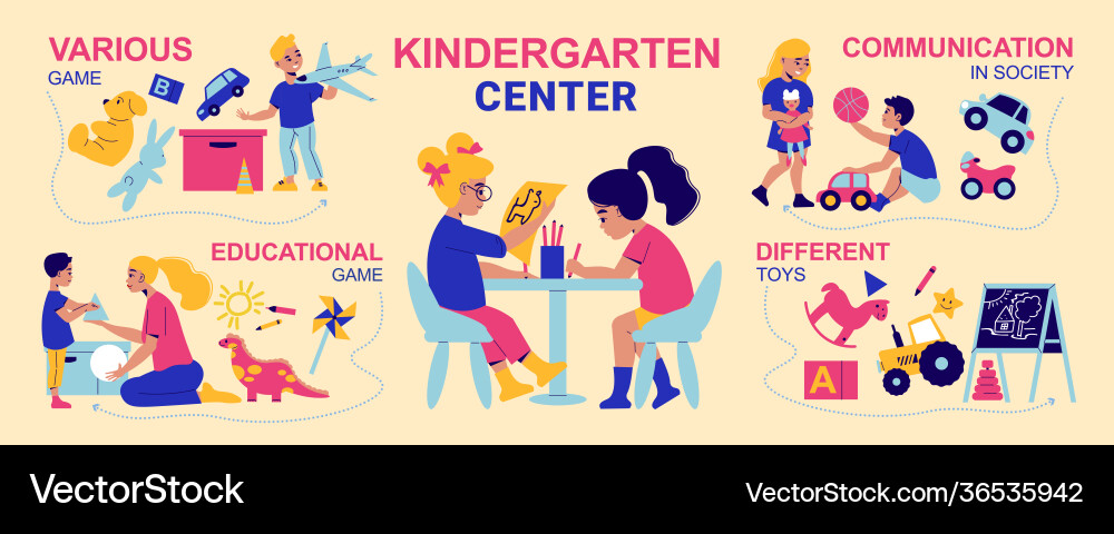 Kids in kindergarten infographics Royalty Free Vector Image