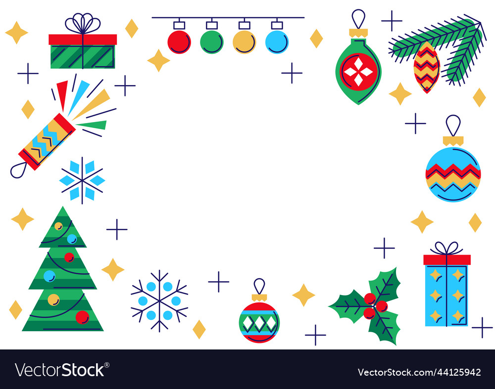 Merry christmas and happy new year frame holiday Vector Image