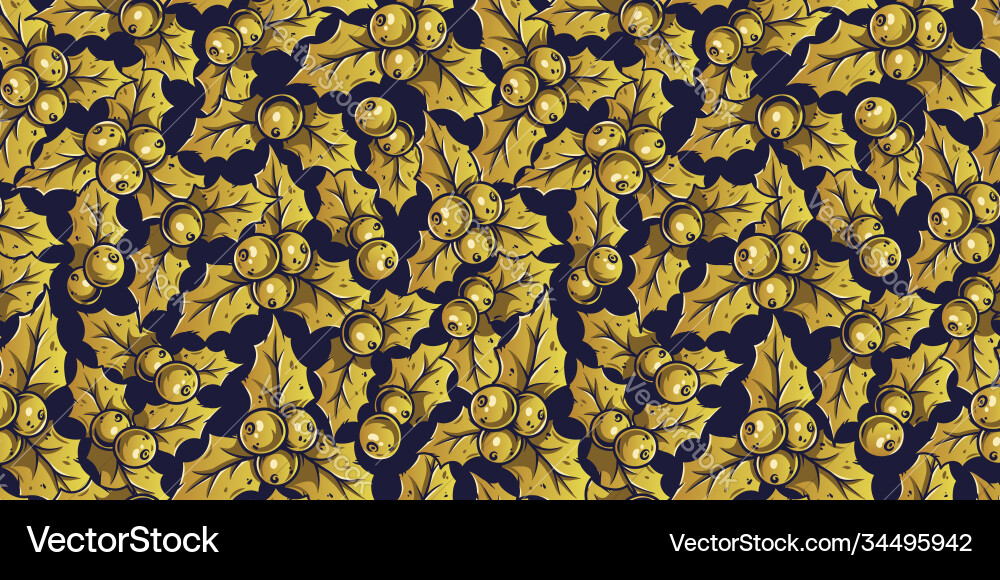 Pattern wallpaper with new year or christmas holly