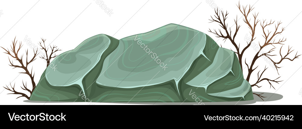 Stone with plant boulders Royalty Free Vector Image