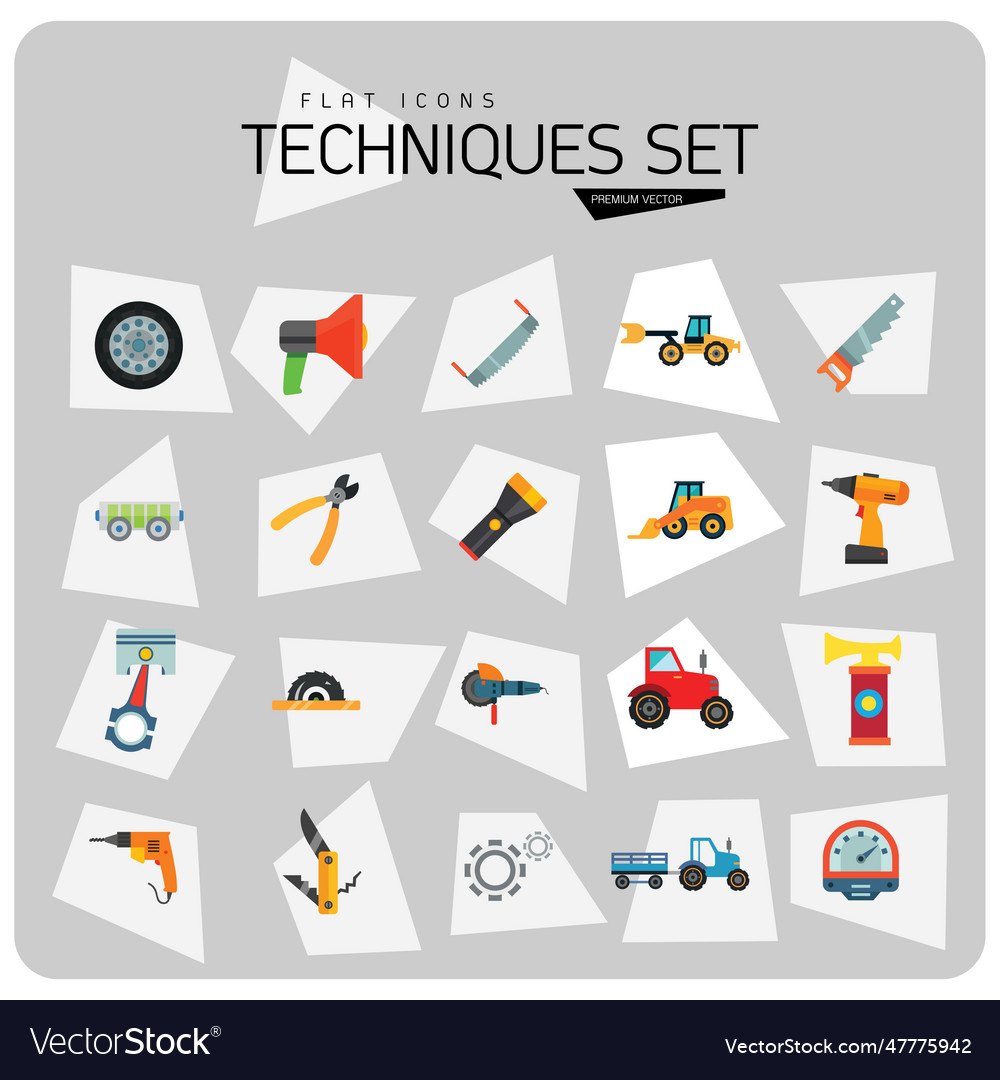 Techniques icons set Royalty Free Vector Image