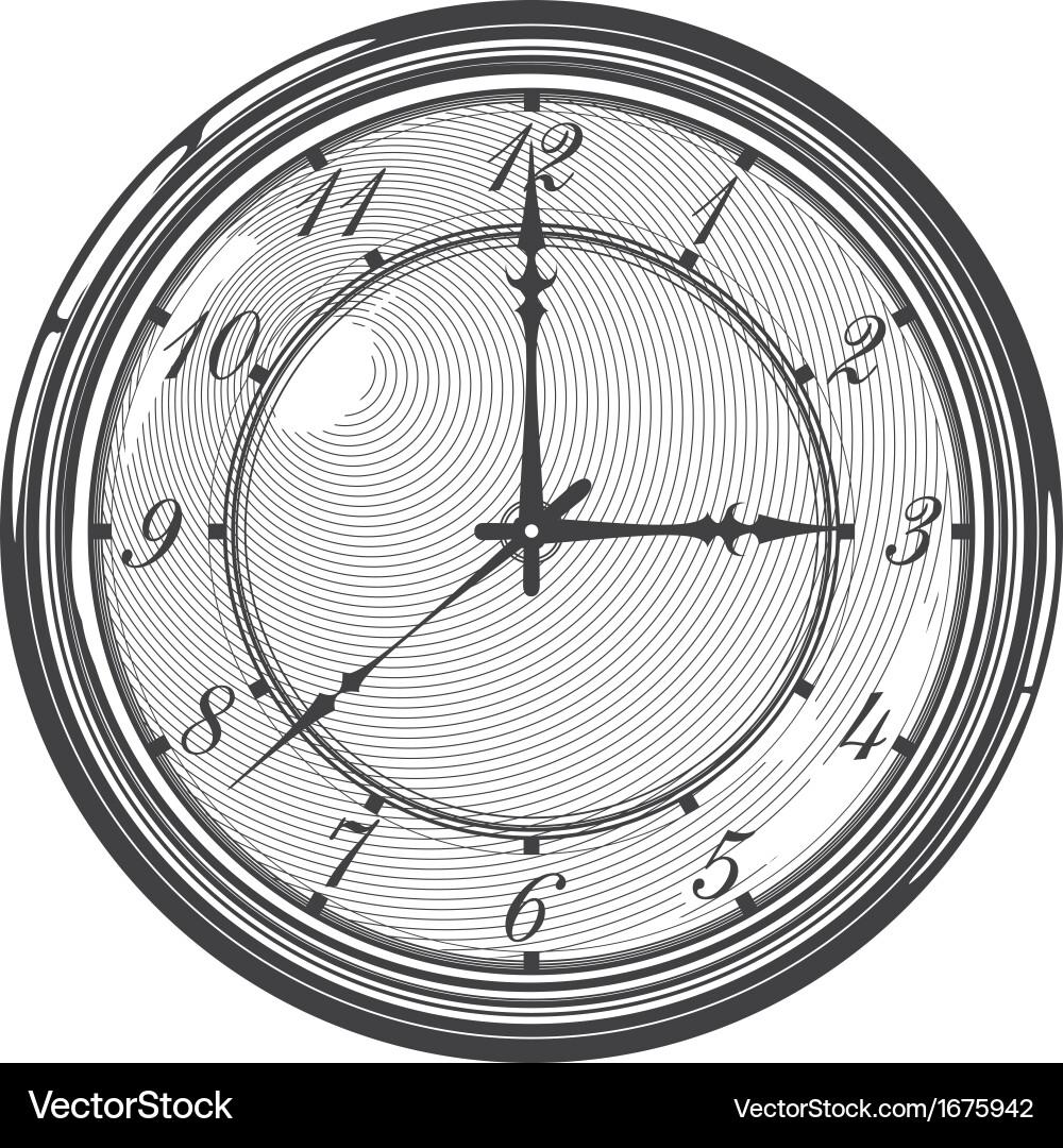 Vintage clock or watch in engraved style Vector Image
