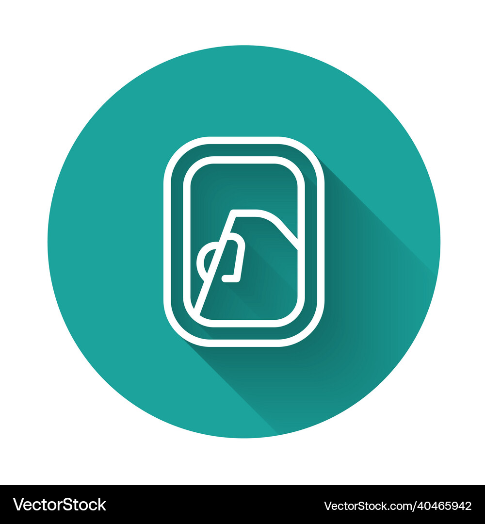 White line airplane window icon isolated with long