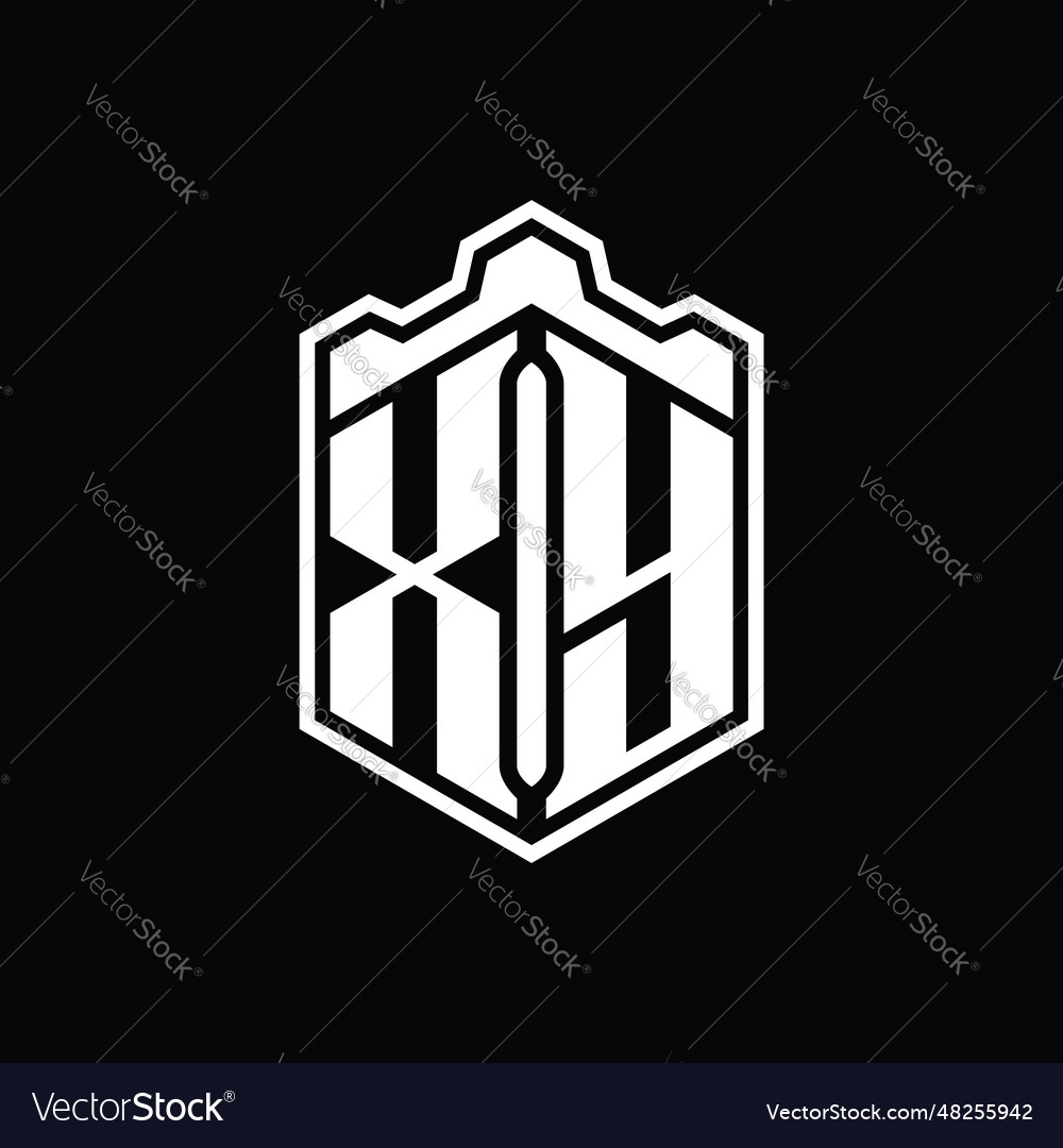 Xy letter logo monogram hexagon shield shape Vector Image