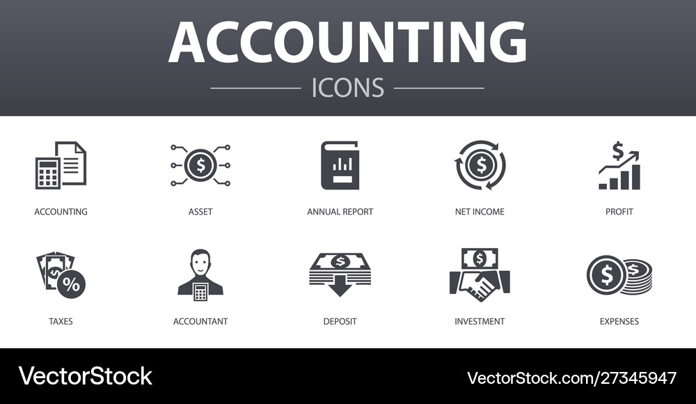 Accounting simple concept icons set contains such Vector Image