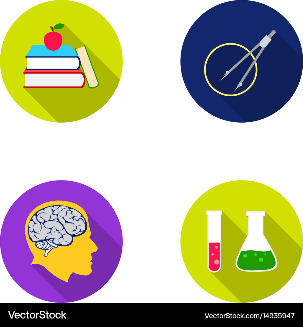 Books an apple a man s head with brain test Vector Image