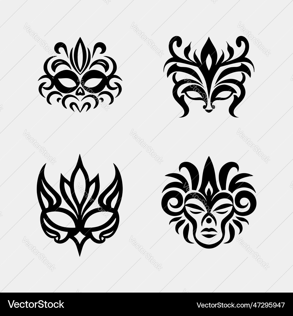 Carnival mask silhouettes isolated on white Vector Image
