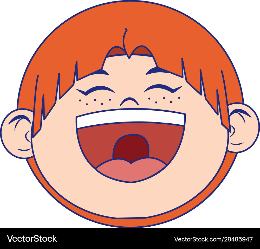 Cartoon boy laughing isolated icon Royalty Free Vector Image