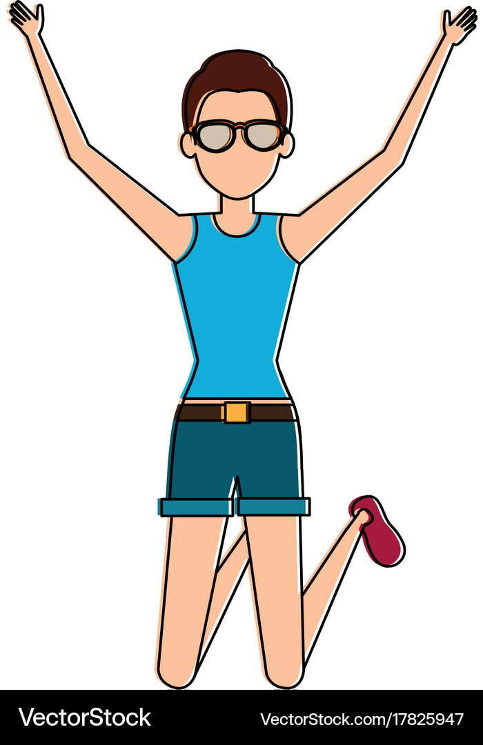 Cheerful jumping woman avatar Royalty Free Vector Image