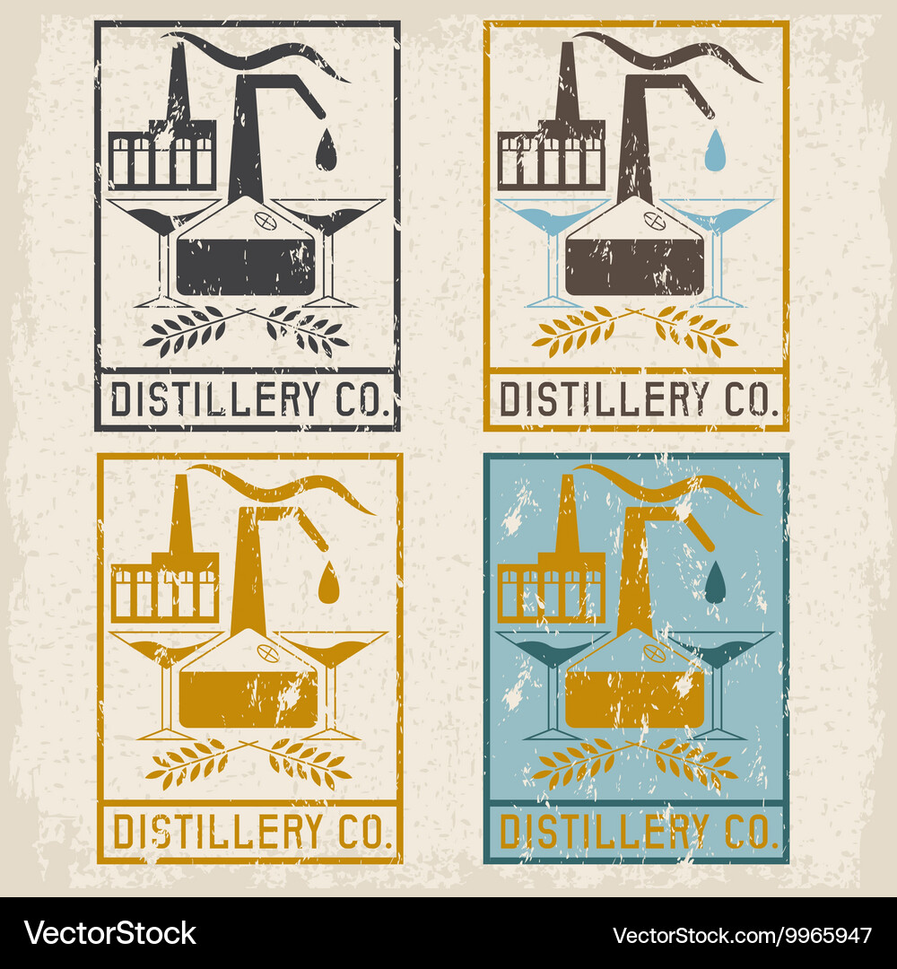 Distillery company with copper whiskey still Vector Image