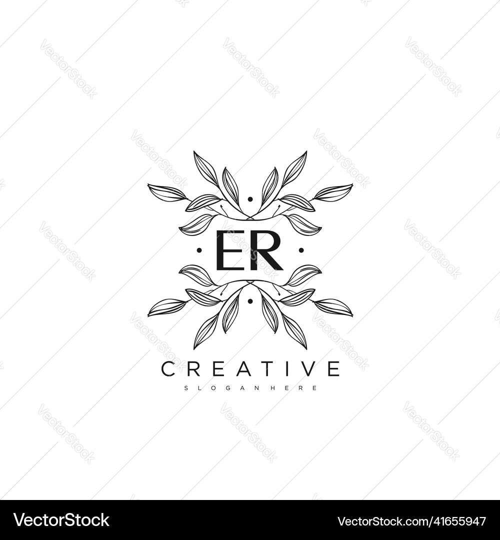 Er initial letter flower logo template premium art