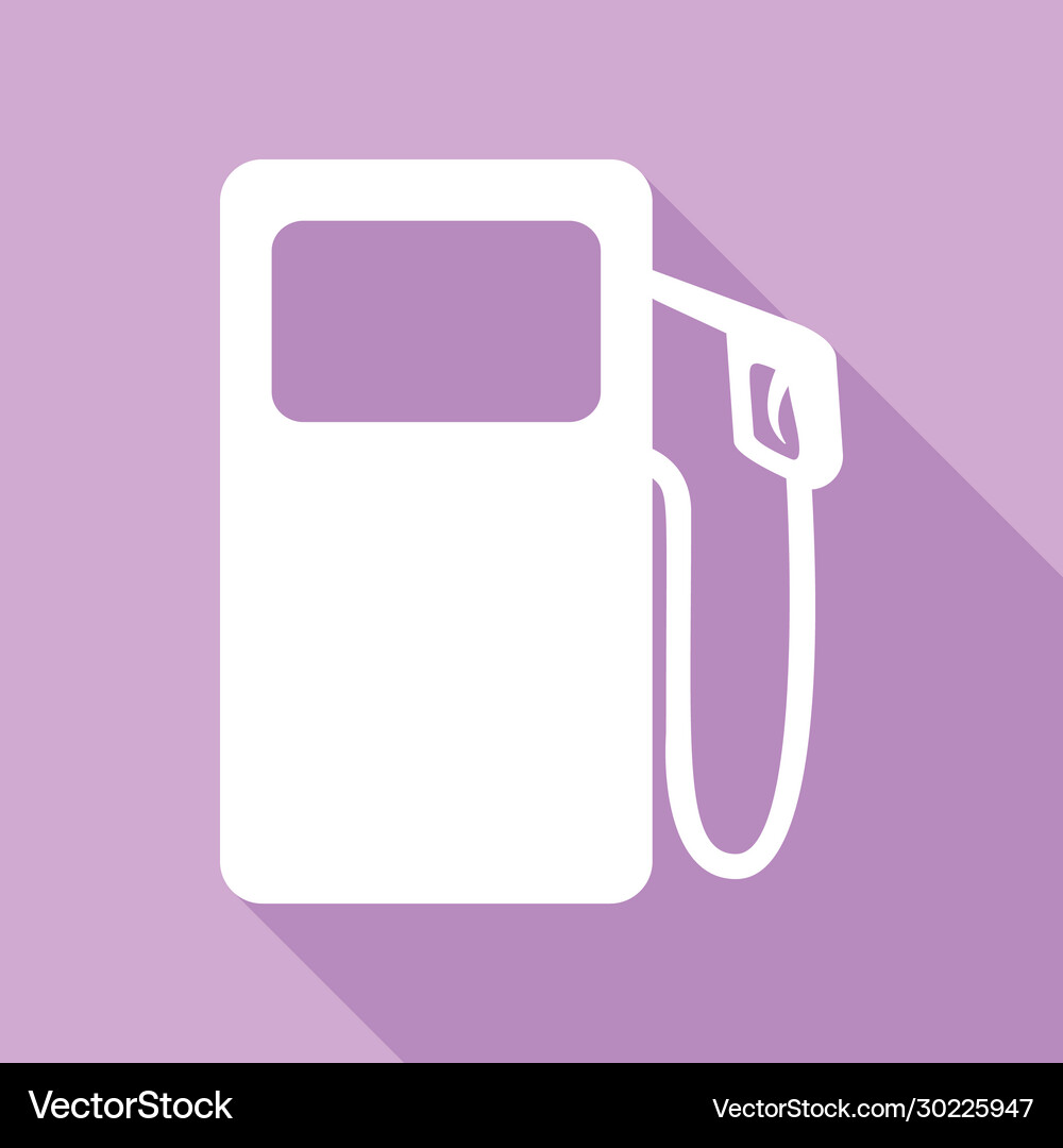 Gas pump sign white icon with long shadow Vector Image