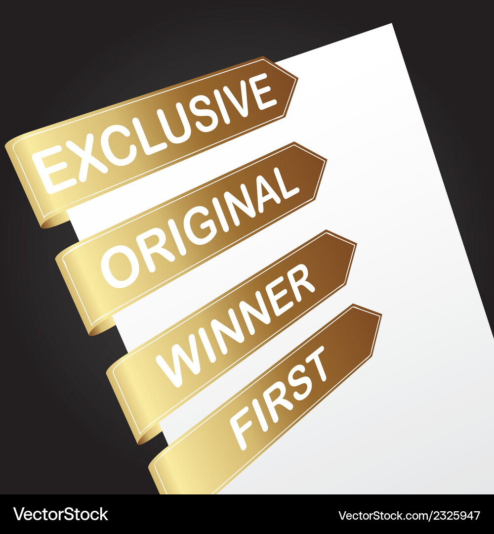 Gold tags over paper isolated over black Vector Image
