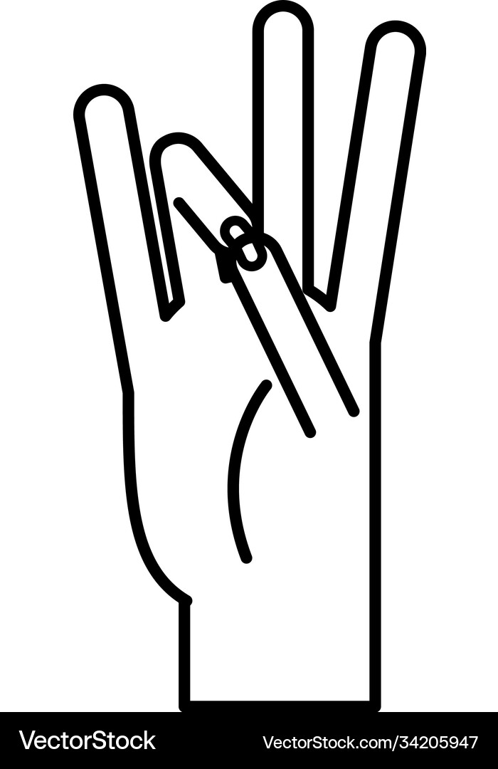 Hand sign language seven number line style icon Vector Image
