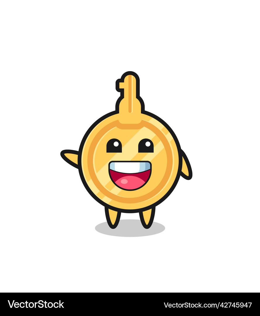 Happy key cute mascot character Royalty Free Vector Image