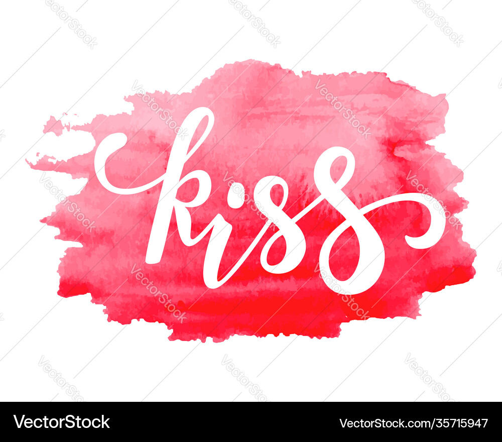 Kiss hand drawn creative calligraphy and brush Vector Image