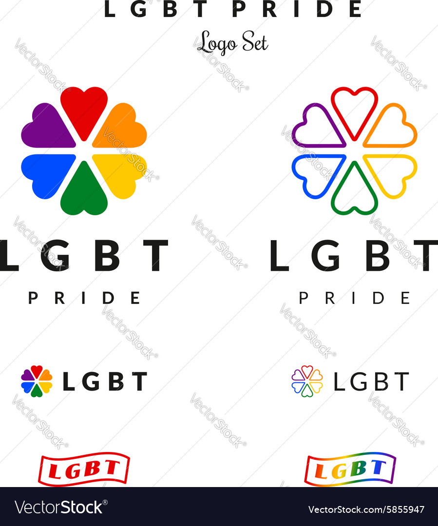 Lgbt pride flag rainbow logo set Royalty Free Vector Image