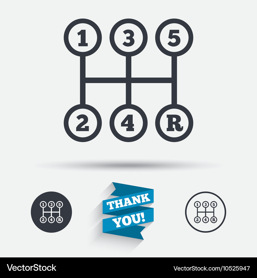 Manual transmission sign icon mechanic control Vector Image