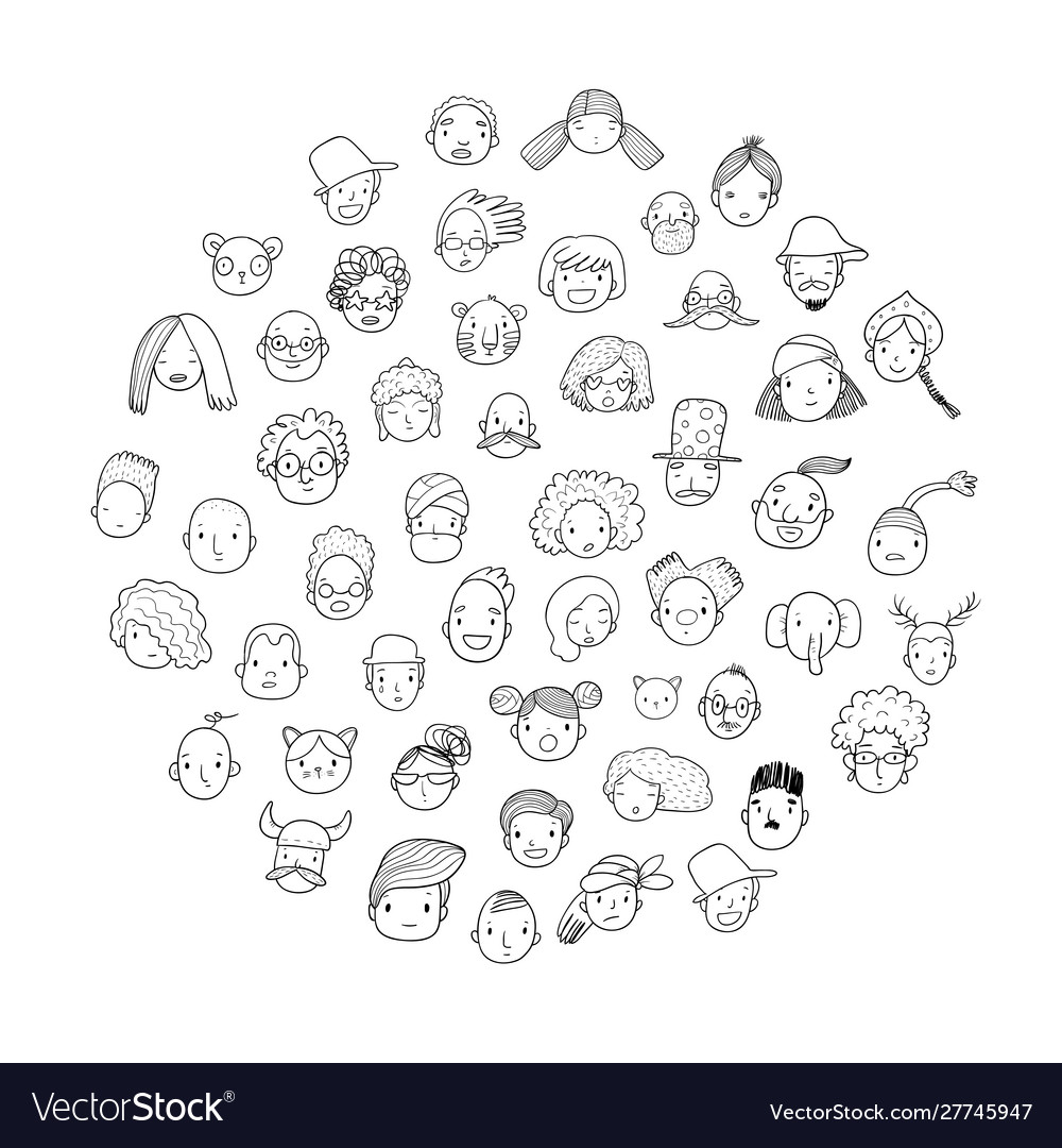 Pattern with graphical faces Royalty Free Vector Image
