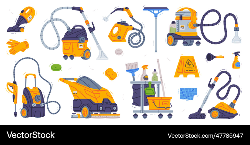 Professional cleaning equipment with vacuum Vector Image