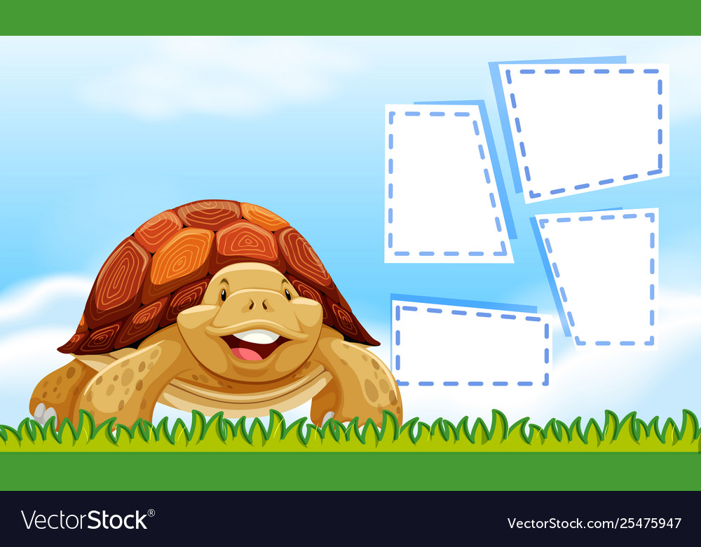 Turtle sky border template Royalty Free Vector Image