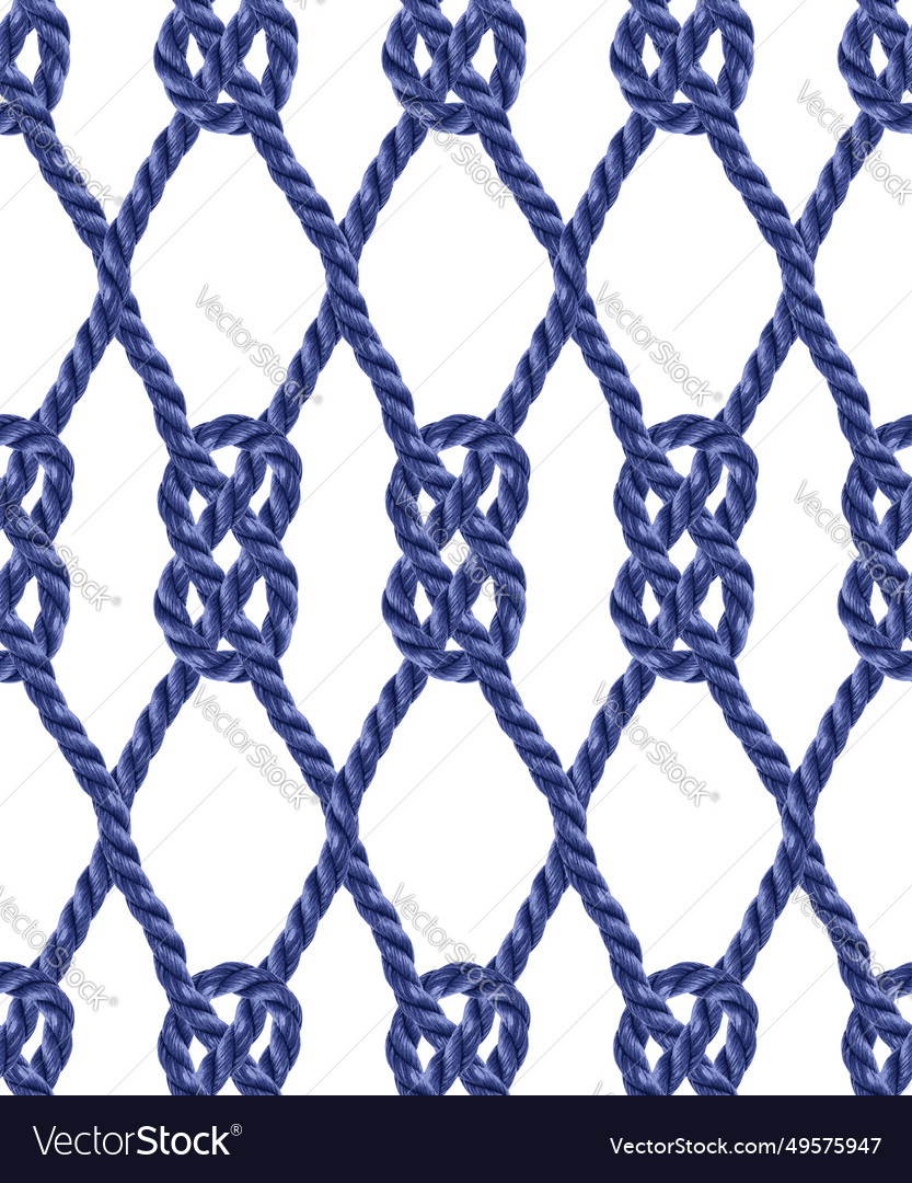 Vintage navy blue rope double knots net pattern Vector Image