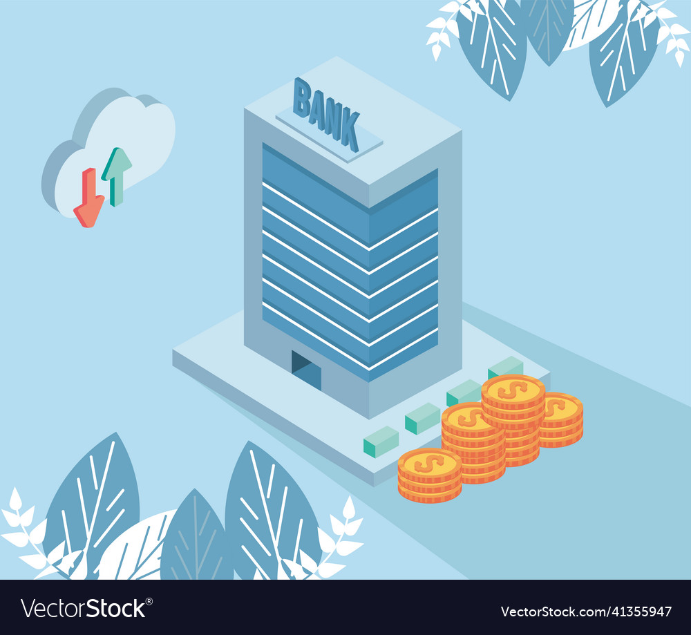 Virtual bank and cloud computing Royalty Free Vector Image