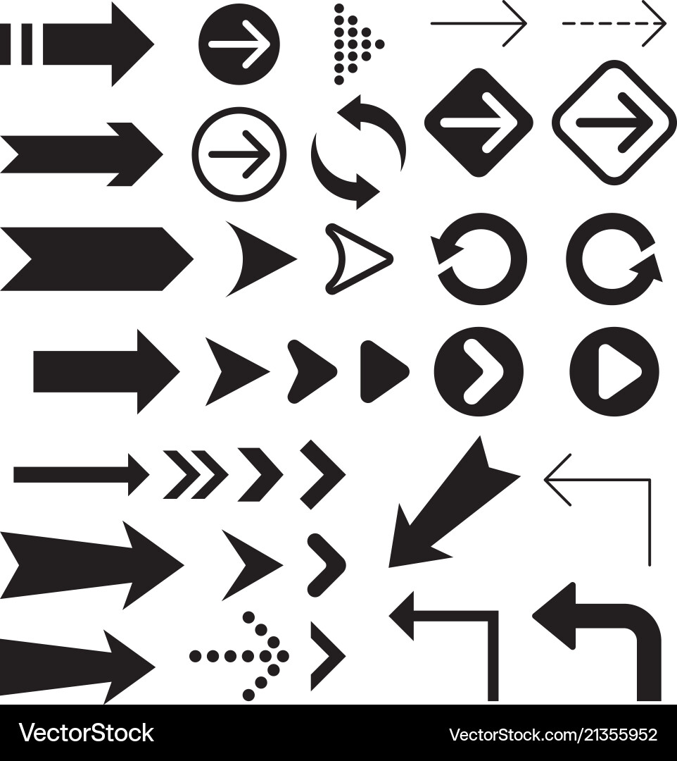 Arrow icons symbol collection Royalty Free Vector Image