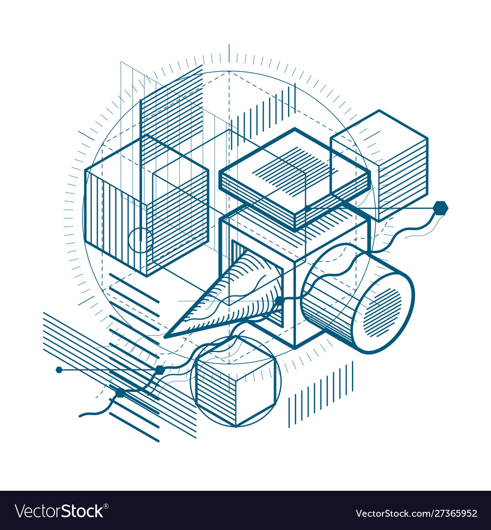 Background With Abstract Isometric Lines Vector Image