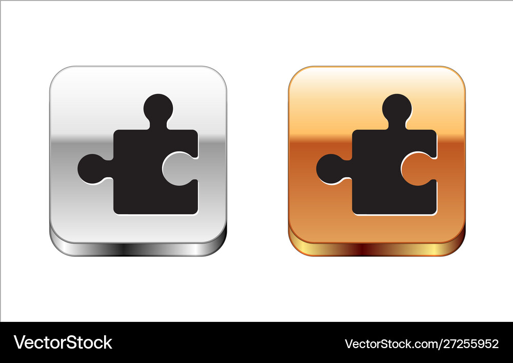 Black piece puzzle icon isolated on white Vector Image