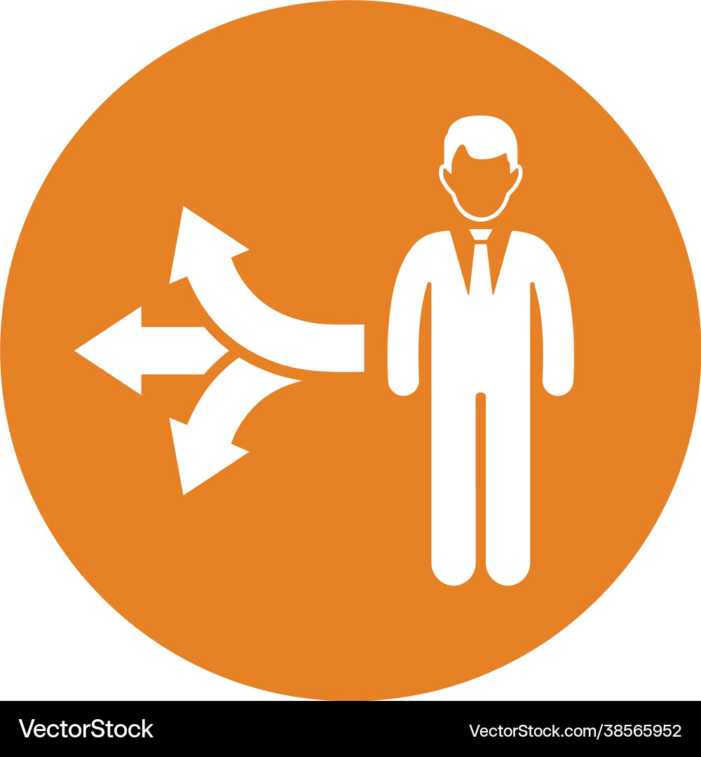 Business man direction icon orange color eps Vector Image