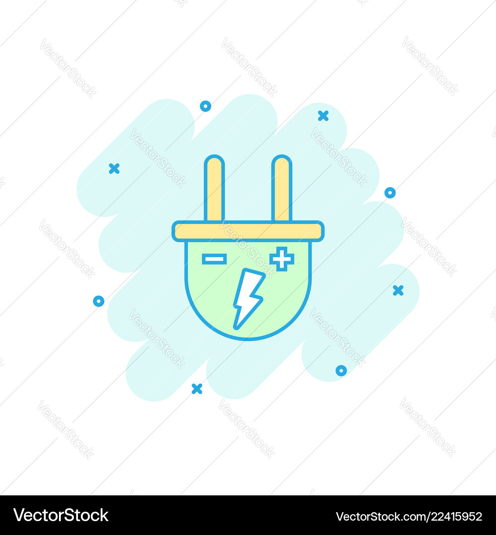 Cartoon electric plug icon in comic style power Vector Image