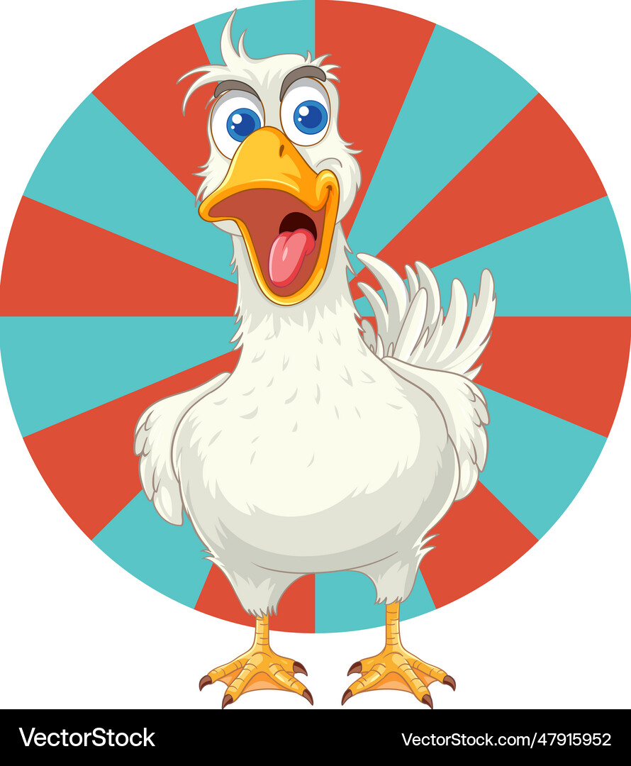 Cheerful white duck smiley cartoon Royalty Free Vector Image