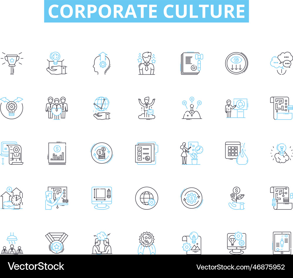 Corporate culture linear icons set values ethics Vector Image