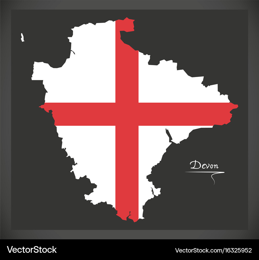 Devon map england uk with english national flag Vector Image