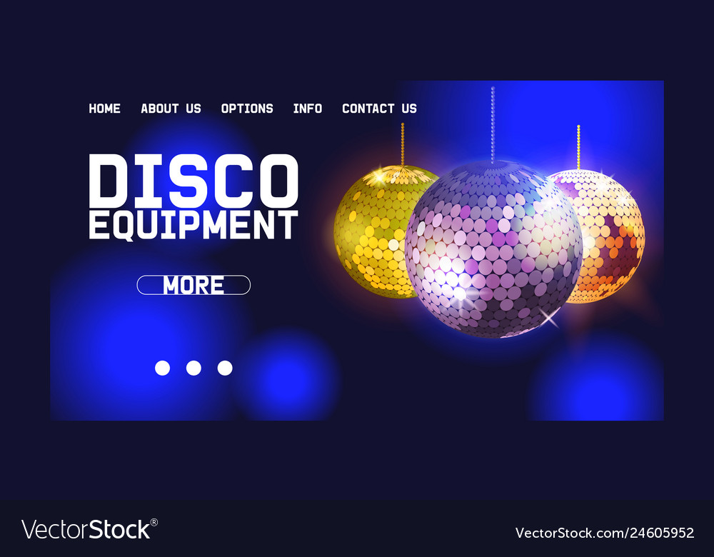 Disco ball web design banner Royalty Free Vector Image