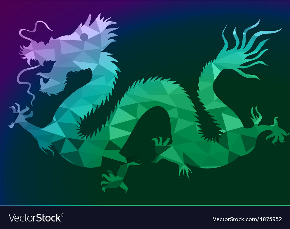 Dragon with polygon on isolate background Vector Image