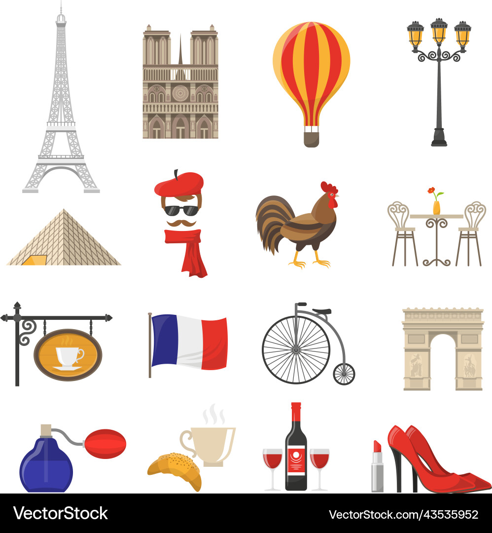 France icons set Royalty Free Vector Image - VectorStock