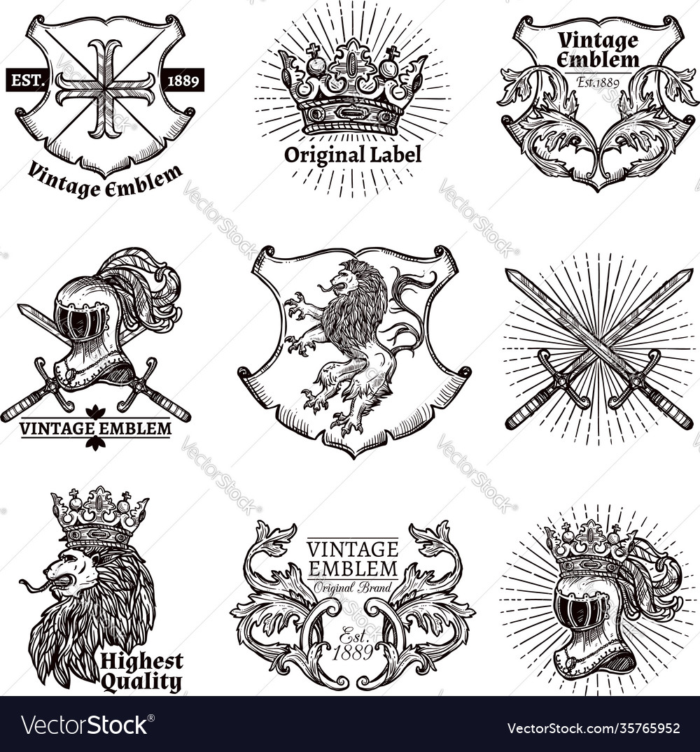Heraldic emblems set Royalty Free Vector Image