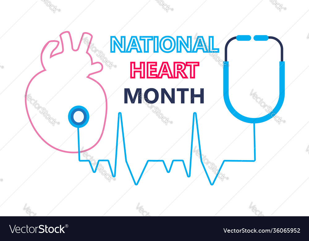 National Heart Month Concept Heart Royalty Free Vector Image
