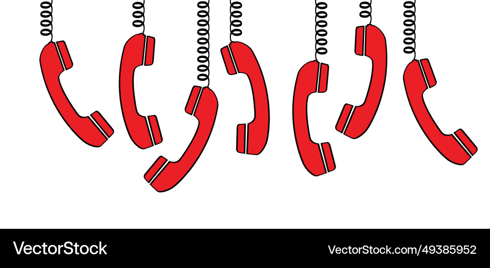 Old handset phone with wire retro telephone Vector Image